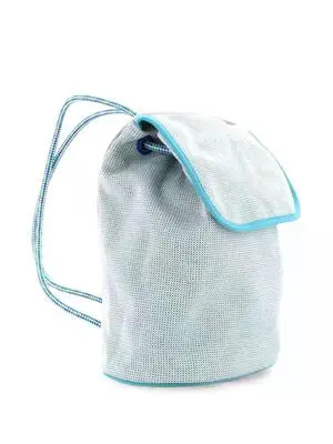 Hermès Les Cabanes Embroidered Toile Backpack