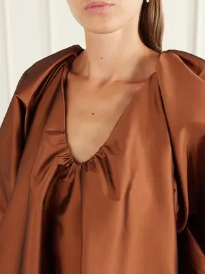 Bernadette George Gathered Taffeta Mini Dress - Brown
