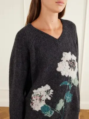 Bernadette Kane Brushed Intarsia-knit Sweater