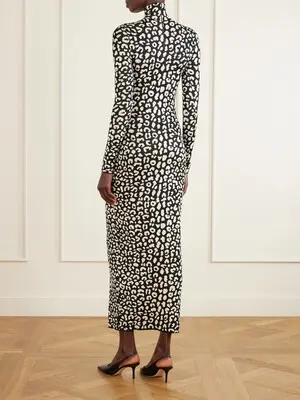 Carolina Herrera Leopard-patterned Stretch-silk Jacquard Maxi Dres