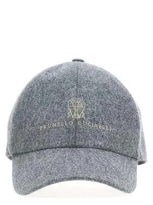 Brunello Cucinelli Logo Embroidery Cap - Gray