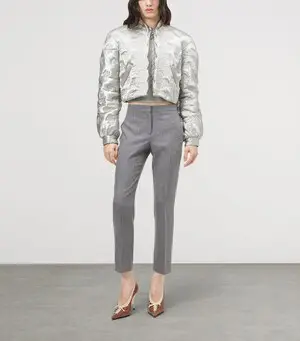 Alexander McQueen Satin Embroidered Bomber Jacket
