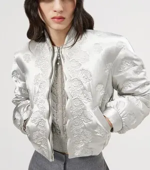 Alexander McQueen Satin Embroidered Bomber Jacket