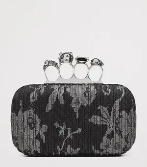 Alexander McQueen Leather Floral Knuckle Clutch Bag