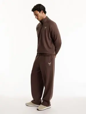 REISS CASTORE Zip 1/4 Zip Sweatshirt | Castore Relaxed Quarter-zip Sweatshirt - Brown