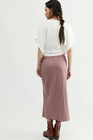 Donni. Tencel Plaid Tie Wrap Skirt - R/espresso Plaid