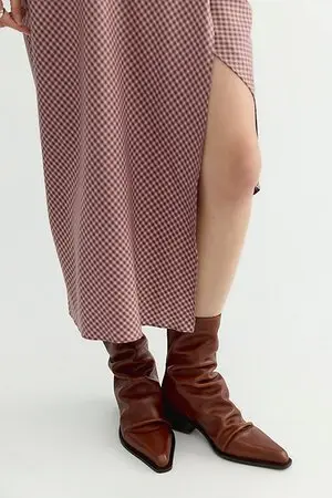Donni. Tencel Plaid Tie Wrap Skirt - R/espresso Plaid