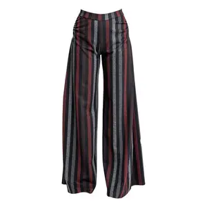 ARTISTA Black / Grey / Red Step Striped Palazzo Pants - Black/grey/red