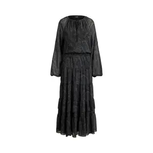 Ralph Lauren Paisley Crinkle Georgette Tiered Dress