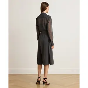 Ralph Lauren Glen Plaid Belted Chiffon Shirtdress