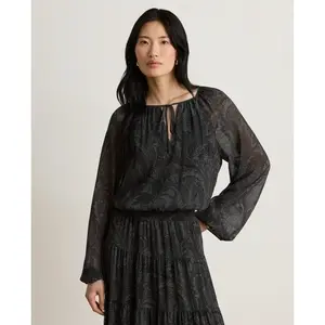 Ralph Lauren Paisley Crinkle Georgette Tiered Dress