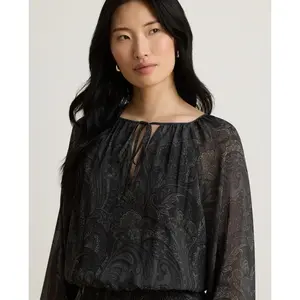 Ralph Lauren Paisley Crinkle Georgette Tiered Dress