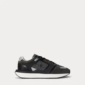 Ralph Lauren Train 89 V2 Suede & Tweed Sneaker - Black/grey Multi