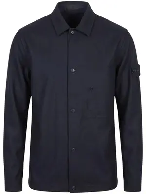 Stone Island Logo-patch Button-up Shirt - Blue