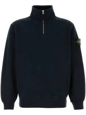 Stone Island Quarter-zip Funnel Neck Sweatshirt By - Blue