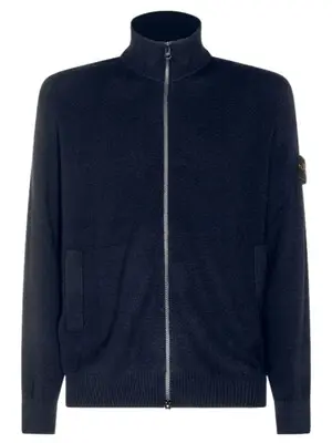 Stone Island Cardigan With Logo - Blue