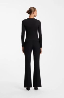 Hugo Stretch-jersey Top With Stacked-logo Print - Black