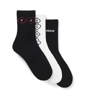 Hugo Three-pack Of Cotton-blend Socks - Patterned