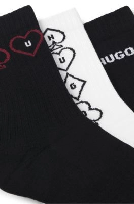 Hugo Three-pack Of Cotton-blend Socks