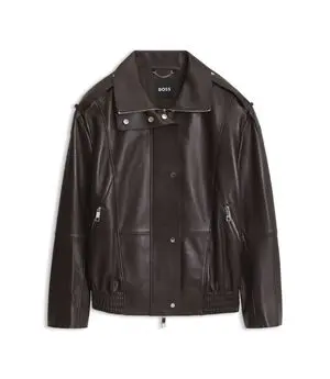 BOSS Aviator-style Short Trench Coat In Nappa Leather
