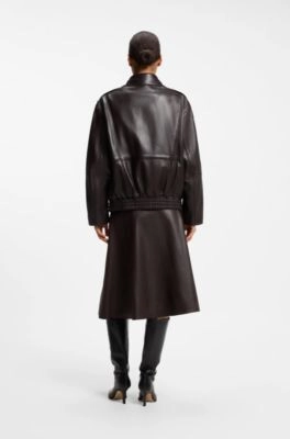 BOSS Aviator-style Short Trench Coat In Nappa Leather