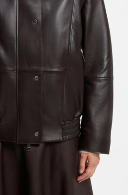 BOSS Aviator-style Short Trench Coat In Nappa Leather