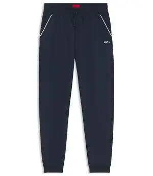 Hugo Cotton-blend Cuffed Sweatpants With Logo Piping - Dark Blue