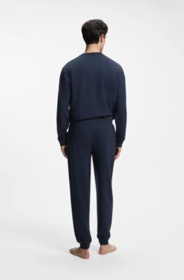 Hugo Cotton-blend Cuffed Sweatpants With Logo Piping