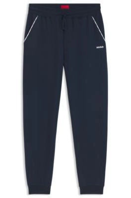 Hugo Cotton-blend Cuffed Sweatpants With Logo Piping