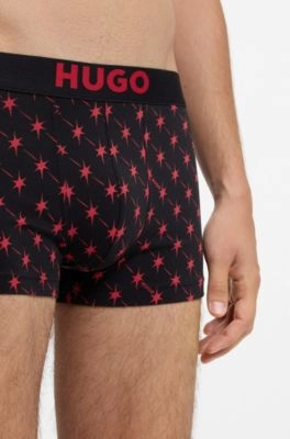 Hugo Three-pack Of Stretch-cotton Trunks With Logo Waistbands