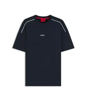 Hugo Relaxed-fit T-shirt With High-density Logo - Dark Blue