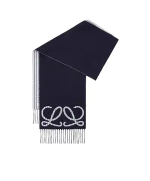 Loewe Anagram Fringed Edge Scarf - Black