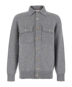 Brunello Cucinelli Patch-pocket Cashmere Cardigan - Grey
