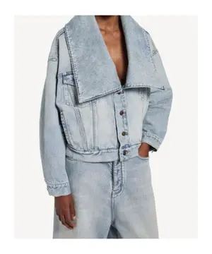 Balenciaga Standing Collar Boxy Jacket In Bleach