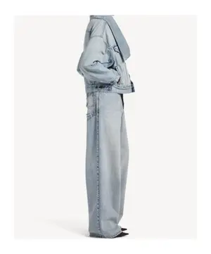 Balenciaga Standing Collar Boxy Jacket In Bleach