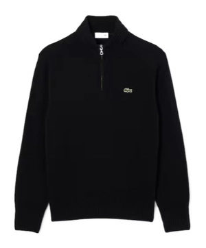 Lacoste Quarter-zip Knitted Sweater - Black