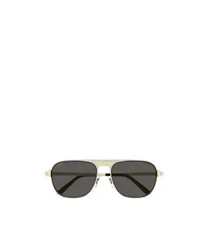 Cartier Santos Brushed Pilot Frame Sunglasses - Silver