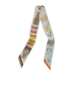 Hermès Patterned Silk Scarf - Gray
