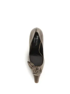 Prada Leather Pumps With Rose Applique