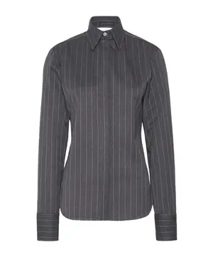 Sportmax Striped Button-up Shirt - Medium Gray
