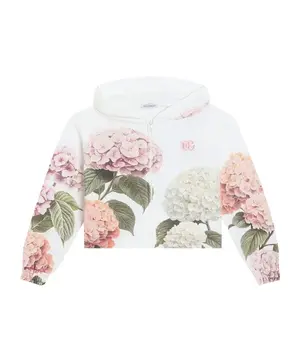 Dolce & Gabbana Hydrangea-print Hooded Sweatshirt With Patch - White