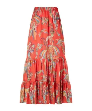 Etro Tiered Printed Cotton Maxi Skirt - Red