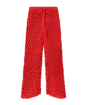 HAIGHT. Clara Crocheted Straight-leg Pants - Red