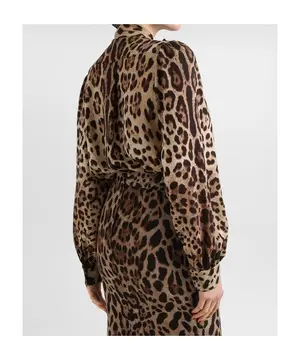 Dolce & Gabbana Leo-print Silk Charmeuse Shirt