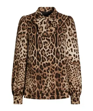 Dolce & Gabbana Leo-print Silk Charmeuse Shirt - Multicolor