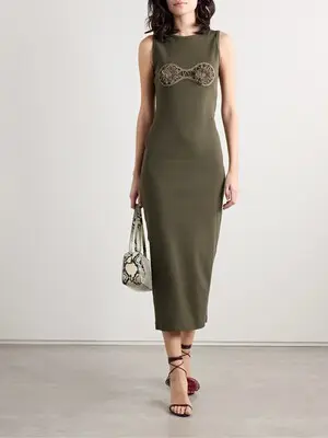 Magda Butrym Crochet-trimmed Ribbed Jersey Midi Dress