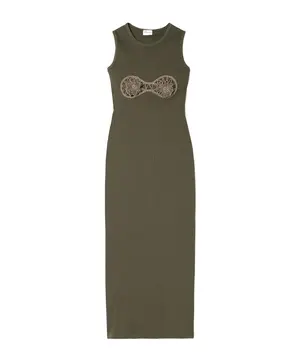Magda Butrym Crochet-trimmed Ribbed Jersey Midi Dress - No