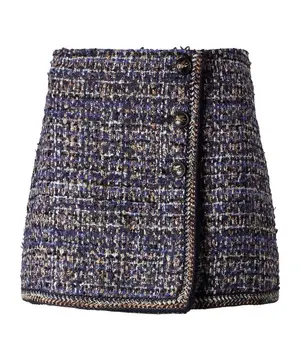 Etro Wrap Button Tweed Mini Skirt - Black