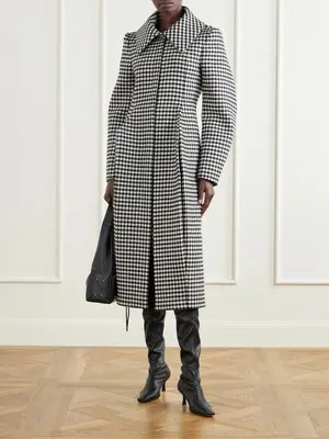 JEAN PAUL GAULTIER Gingham Wool-blend Long Coat
