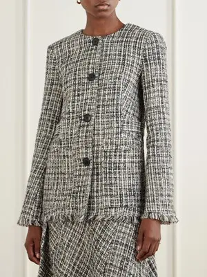 Proenza Schouler Aurelia Fringed Checked Tweed Jacket